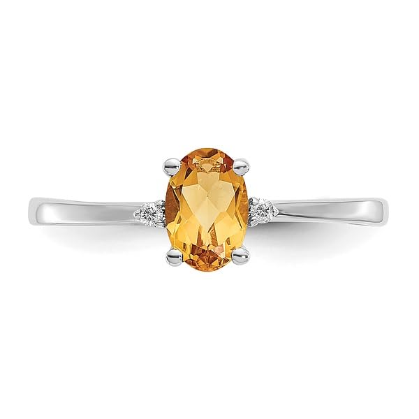 IceCarats 14K White Gold Diamond Yellow Orange Citrine Ring Gemstone Band April November Birthstone Jewelry Size 6