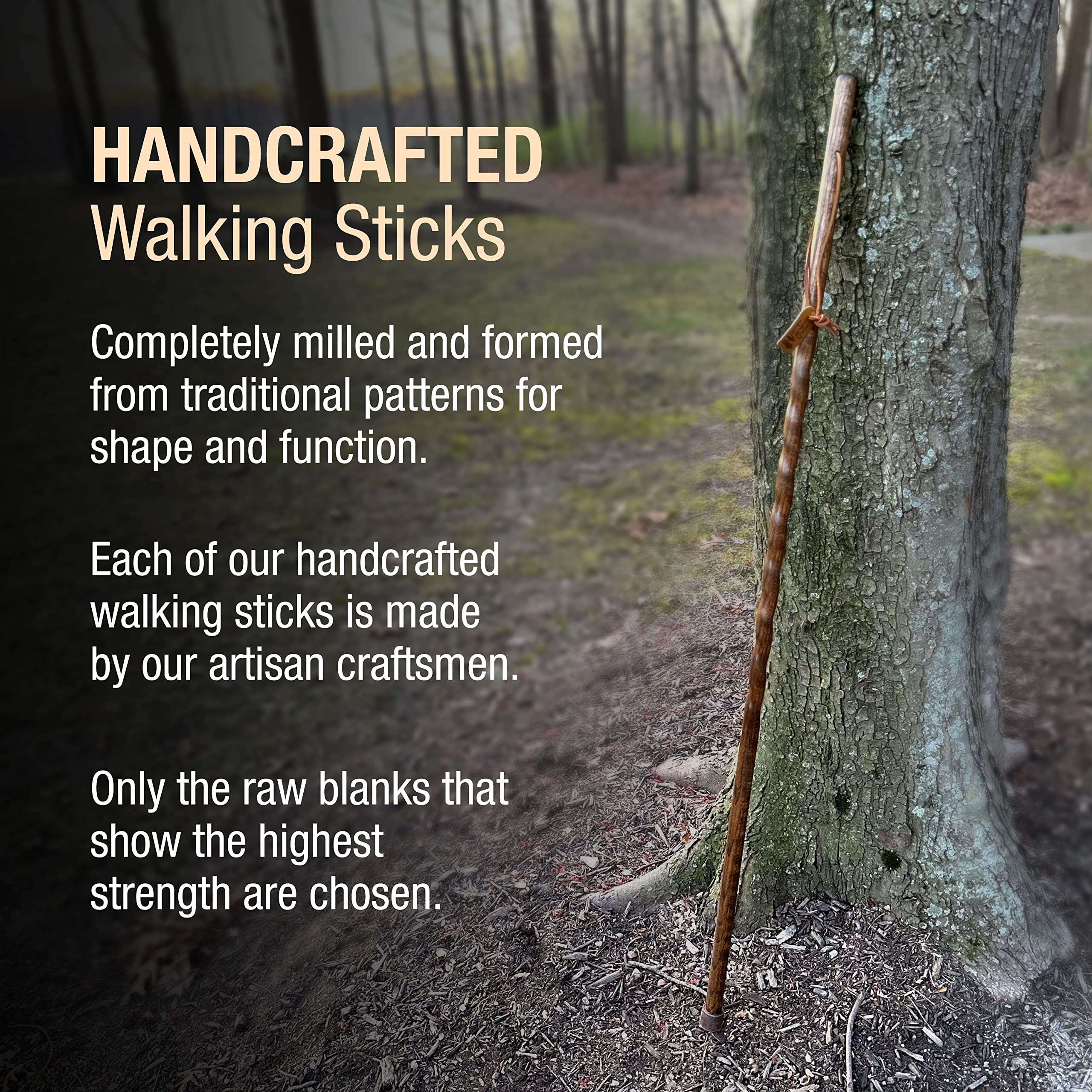 Brazos Handcrafted Wood Walking Stick, Twisted Oak, Trekker Style Handle, for Men & Women, Made in the USA, Brown, 55"