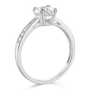 14k White Gold Solid Wedding Engagement Ring - Size 7.5