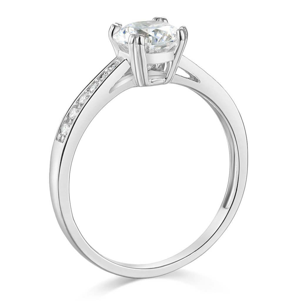 14k White Gold Solid Wedding Engagement Ring - Size 7.5