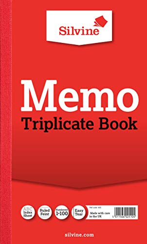 Silvine Triplicate Memo Book - Numbered 1-100 with Index Sheet (210 x 127mm) [Pack of 6]