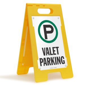 smartsign 25 x 12 inch “valet parking” two-sided folding floor sign, digitally printed polypropylene plastic, multicolor