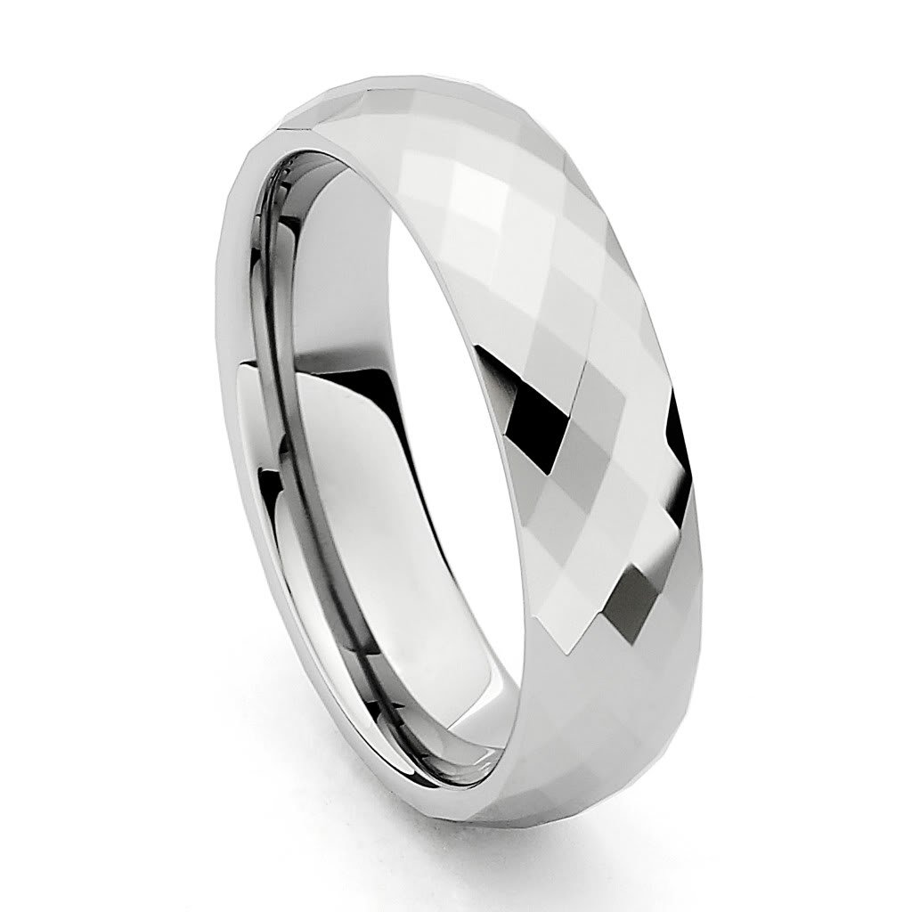 GoldenMine 6mm Faceted Tungsten Wedding Band - Size 8.5