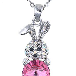 Alilang Rabbit Pendant Cute Animal Bunny Crystal Rhinestone Necklace for Women Gift