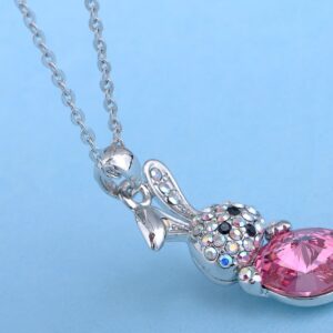 Alilang Rabbit Pendant Cute Animal Bunny Crystal Rhinestone Necklace for Women Gift