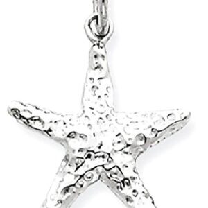 IceCarats 14K White Gold Starfish Necklace Charm Pendant 22mm x 14mm Only