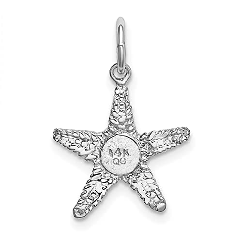 IceCarats 14K White Gold Starfish Necklace Charm Pendant 22mm x 14mm Only