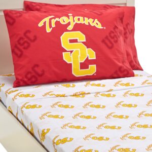 northwest ncaa usc trojans sheet set, twin, team colors