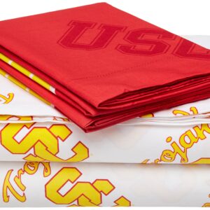 Northwest NCAA USC Trojans Sheet Set, Twin, Team Colors