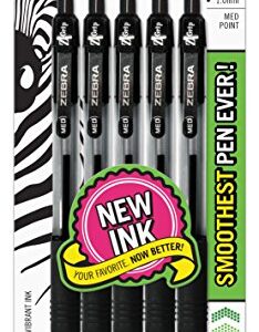 Zebra Pen Z-Grip Retractable Ballpoint Pen, Medium Point, 1.0mm, Black Ink - 5 Pieces (22215)