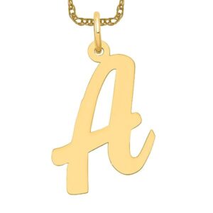 14k yellow gold large dainty letter a initial name monogram necklace charm pendant only