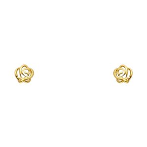 14k Yellow Gold Flower Stud Earrings with Screw Back