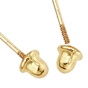 14k Yellow Gold Flower Stud Earrings with Screw Back