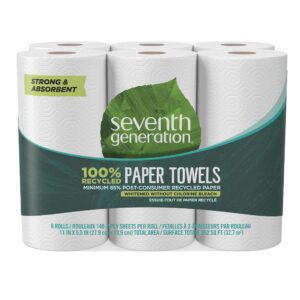 seventh generation 100% recycled paper towels, 2 ply, 140 sheets, 6 rolls