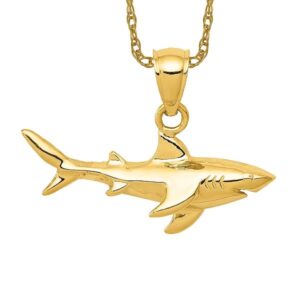 icecarats 14k yellow gold shark necklace charm pendant 32mm x 24mm only