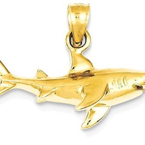 IceCarats 14K Yellow Gold Shark Necklace Charm Pendant 32mm x 24mm Only