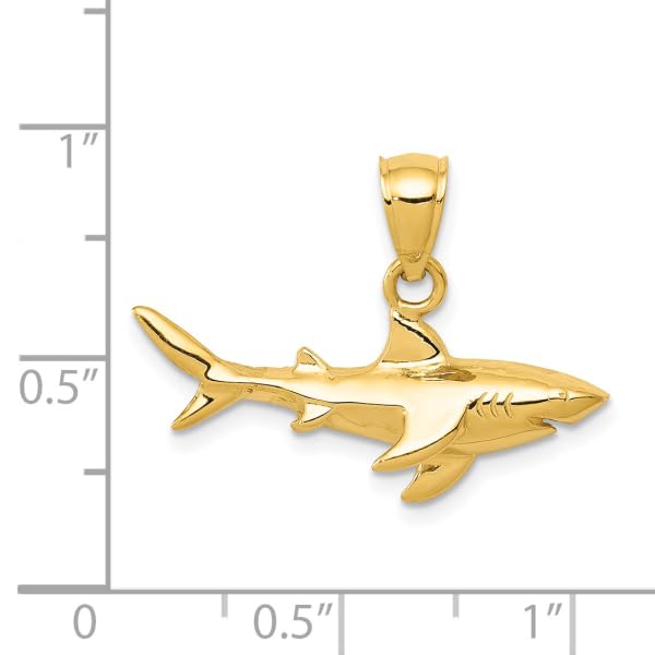 IceCarats 14K Yellow Gold Shark Necklace Charm Pendant 32mm x 24mm Only