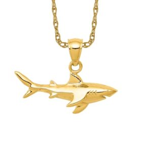 IceCarats 14K Yellow Gold Shark Necklace Charm Pendant 32mm x 24mm Only