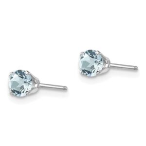 14k white gold 4mm blue aquamarine studs gemstone earrings march birthstone jewelry