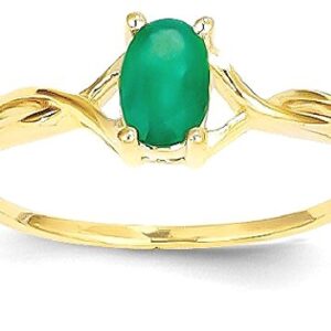 IceCarats 14K Yellow Gold Green Emerald Ring Gemstone Band May Birthstone Jewelry Size 7.00