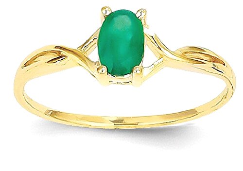 IceCarats 14K Yellow Gold Green Emerald Ring Gemstone Band May Birthstone Jewelry Size 7.00