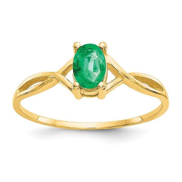 IceCarats 14K Yellow Gold Green Emerald Ring Gemstone Band May Birthstone Jewelry Size 7.00