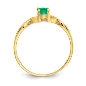 IceCarats 14K Yellow Gold Green Emerald Ring Gemstone Band May Birthstone Jewelry Size 7.00