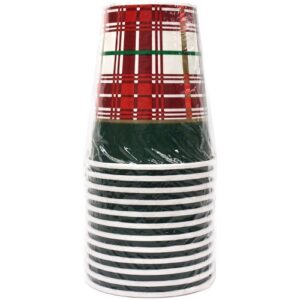 Hannah K. Signature Collection Hot/Cold Party Paper Cup-9oz | Christmas Plaid | Pack of 12 Cup, 9 oz. Cup/12 ct, Green, Red, Gold