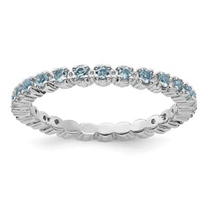 icecarats 925 sterling silver blue aquamarine stackable ring gemstone band march birthstone jewelry size 6.00