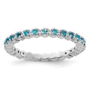 icecarats 925 sterling silver blue topaz stackable ring gemstone band december birthstone jewelry size 8.00