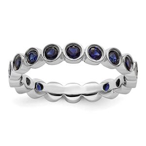 icecarats 925 sterling silver created blue sapphire stackable ring gemstone band september birthstone jewelry size 6.00