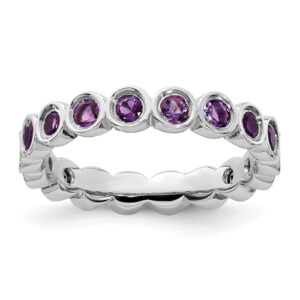 icecarats 925 sterling silver purple amethyst stackable ring gemstone band february birthstone jewelry size 10.00