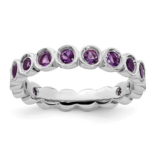 IceCarats 925 Sterling Silver Purple Amethyst Stackable Ring Gemstone Band February Birthstone Jewelry Size 10.00