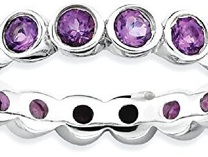 IceCarats 925 Sterling Silver Purple Amethyst Stackable Ring Gemstone Band February Birthstone Jewelry Size 10.00