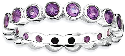 IceCarats 925 Sterling Silver Purple Amethyst Stackable Ring Gemstone Band February Birthstone Jewelry Size 10.00