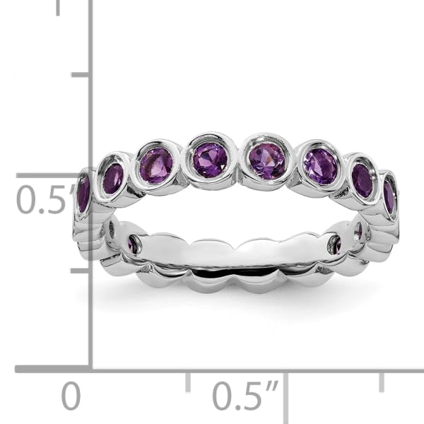 IceCarats 925 Sterling Silver Purple Amethyst Stackable Ring Gemstone Band February Birthstone Jewelry Size 10.00