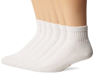 wigwam super 60 quarter 6 pack s9014 sock, white - large