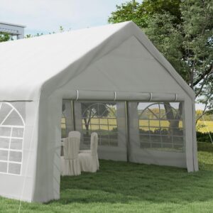 Outsunny 16' x 32' Heavy Duty Party Tent & Carport with Removable Sidewalls and Double Doors, Large Canopy Tent, Sun Shade Shelter, for Parties, Wedding, Outdoor Events, BBQ, White