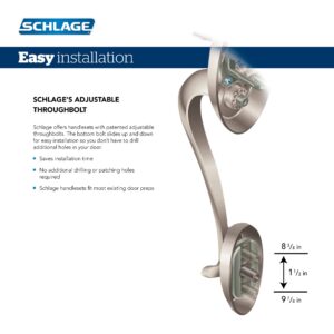 Schlage F60 V PLY 619 Plymouth Front Entry Handleset with Plymouth Knob, Deadbolt Keyed 1 Side, Satin Nickel