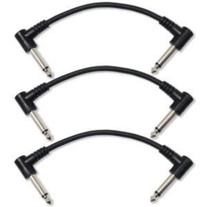 gls audio 6 inch patch cable cords (0.5 feet) - right angle 1/4" ts to right angled 1/4" ts pedal board cables - 6" mono pedalboard cord & instrument cable - 3 pack