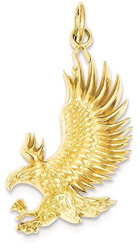 IceCarats 14K Yellow Gold Bald Eagle Symbol of Strength Freedom Hawk Bird Necklace Pendant Charm Only