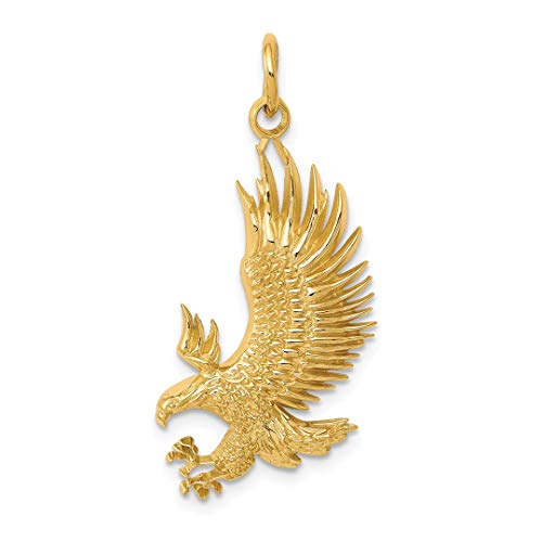 IceCarats 14K Yellow Gold Bald Eagle Symbol of Strength Freedom Hawk Bird Necklace Pendant Charm Only