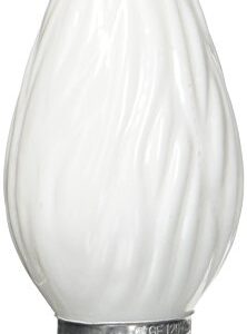 G E LIGHTING 75338 Medium Base Flame Shaped Decorative Bulb, 25W/120V, White Finish, Incandescent 2-Pack,