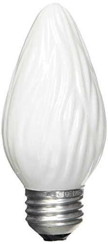 G E LIGHTING 75338 Medium Base Flame Shaped Decorative Bulb, 25W/120V, White Finish, Incandescent 2-Pack,