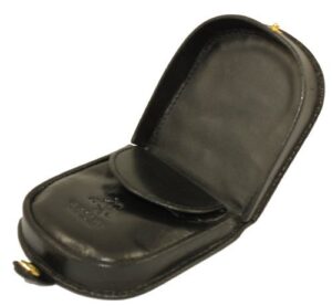 visconti try-5 smooth soft leather coin purse pouch tray/money change holder, black, small