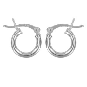 hawaiian silver jewelry hoop earrings for women – premium 2 x 10mm sterling silver earrings – extra small hoop earrings with simple elegant design – includes jewelry box and pouch