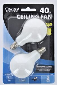 feit electric bp40a15c/w/cf 40 watt white ceiling fan light bulb 2 count