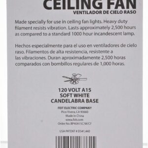 Feit Electric BP40A15C/W/CF 40 Watt White Ceiling Fan Light Bulb 2 Count