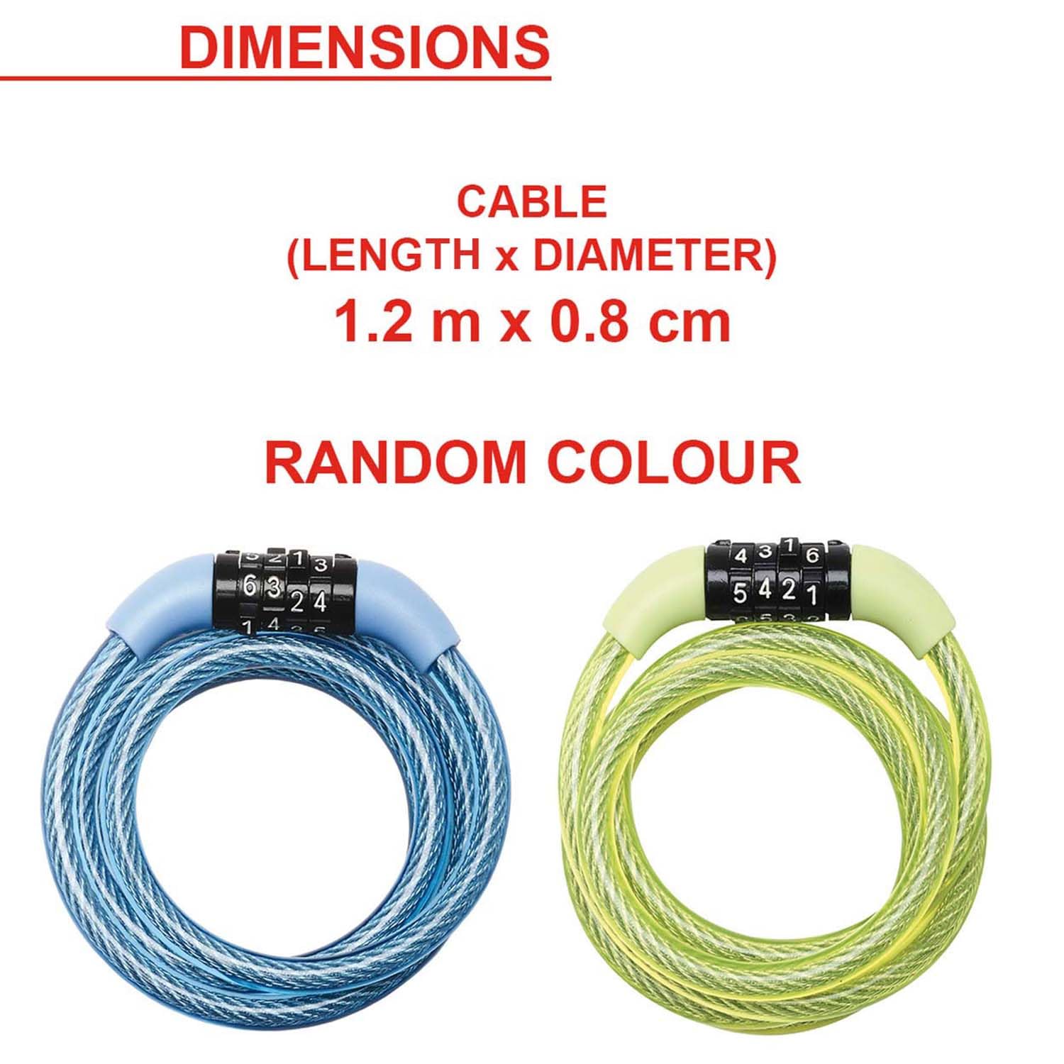 MASTER LOCK Bike Lock Cable [Combination] [1,2 m Coiling Cable] [Outdoor] [Random Color] 8143EURDPROCOL - Ideal for Bike, Electric Bike, Skateboards, Strollers, Lawnmowers and other Outdoor Equipments