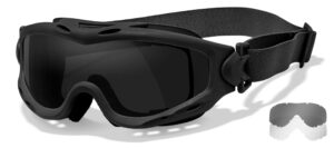 wiley x spear goggle sunglasses, ansi z87 safety ballistic rated goggles for men and women, uv eye protection for shooting and tactical, matte black frame, smoke grey and clear changeable lenses